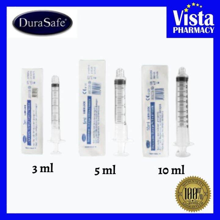 DuraSafe Disposable Syringe Without Needle (Luer Lock) (3ml / 5ml / 10ml) Picagari Tanpa Jarum ...
