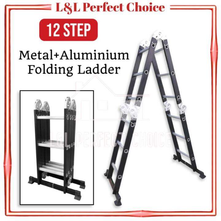 LL PERFECT 12 Steps Multipurpose High Quality Aluminium Foldable LADDER ...