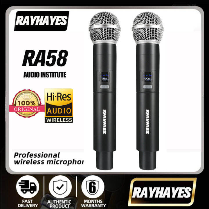 RAYHAYES RA-58 Rechargeable Microphone 1 Tow 2 with Receiver Wireless ...