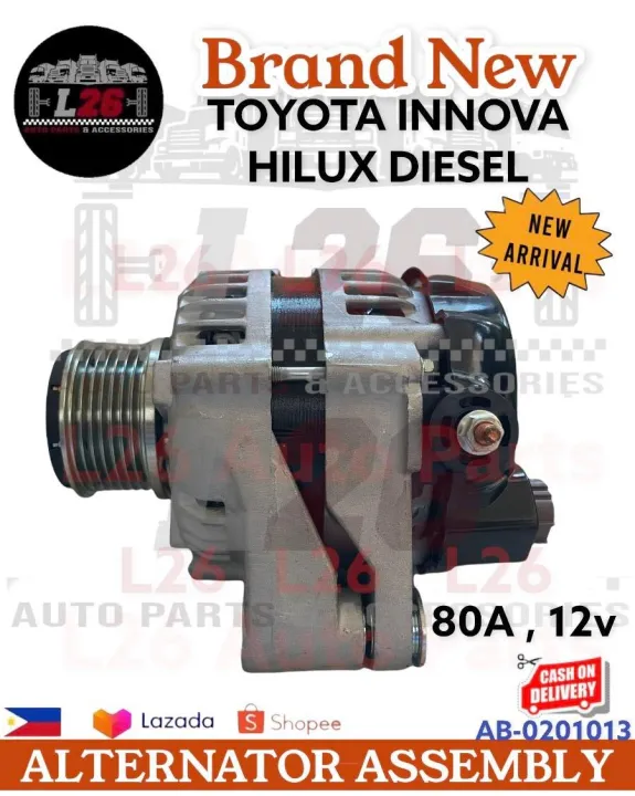 Toyota Innova Hilux Diesel Alternator Assembly 80A , 12V AB0201013 Deep ...