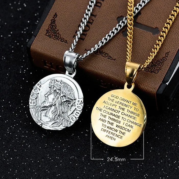 Titanium Steel Miraculous Medal Virgin Mary Pendant Jesus Christ ...