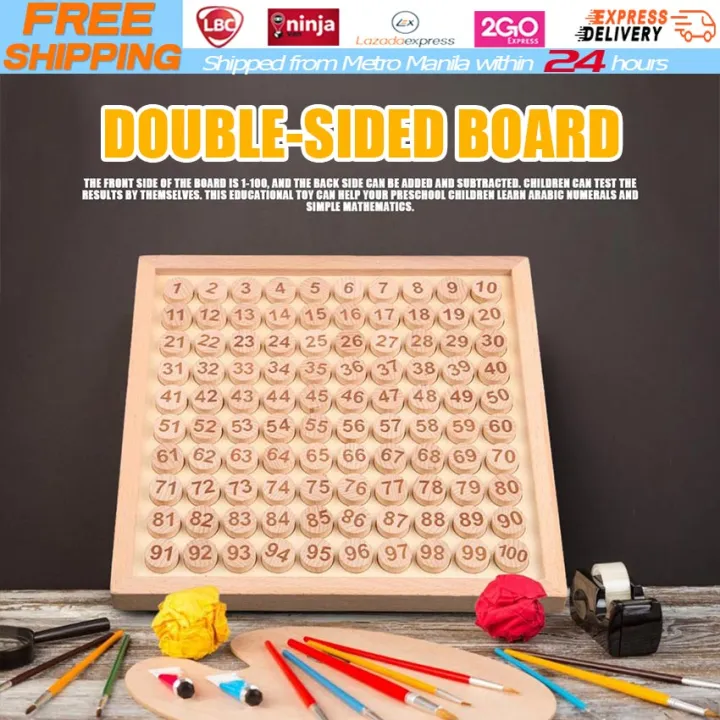 Wooden Hundred Board Game Toys-1 to 100 Consecutive Numbers for ...