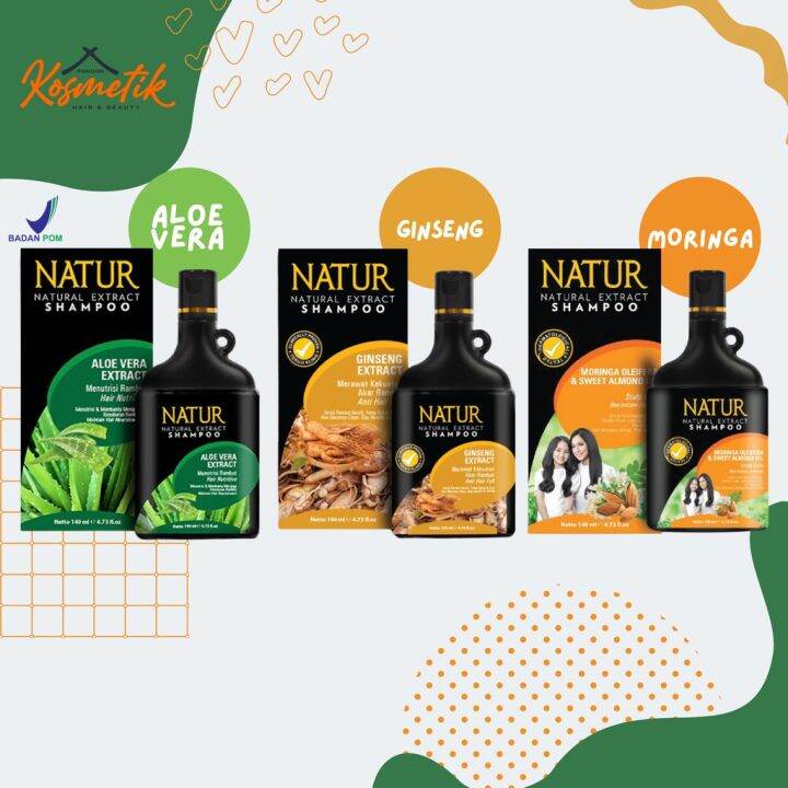 NATUR NATURAL EXTRACT SHAMPO 140ML / 270 ML / 80 ML | ALOE VERA | GINSENG | MORINGA | Lazada ...