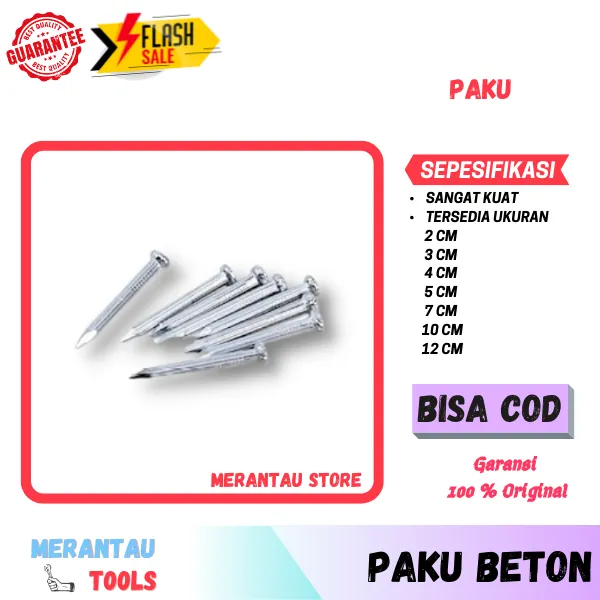 Paku Beton 7 Cm PUTIH harga per dus Paku Tempel Dinding Tembok Serbaguna kuat Berkualitas ...