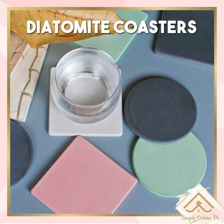 SIMPLE DELUXE PH NATURAL ABSORBENT COASTERS InstaDry Diatomite Round ...