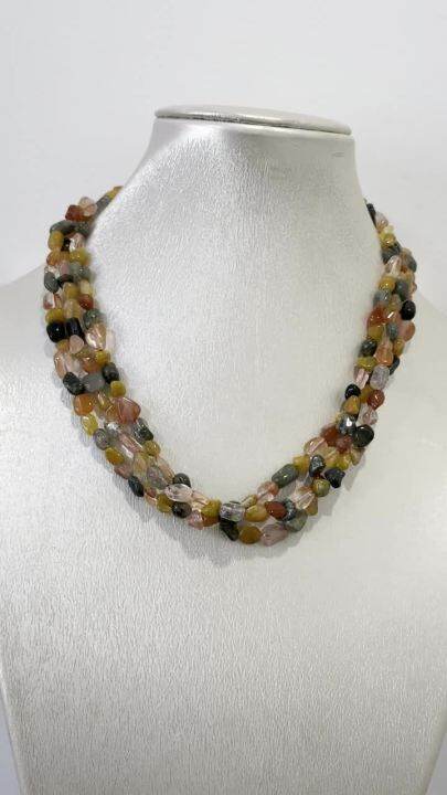 หรูหรานักเก็ตรูปร่างไหมขัดฟันควอตซ์สร้อยคอที่มีสีสันผมเครื่องประดับหิน ...