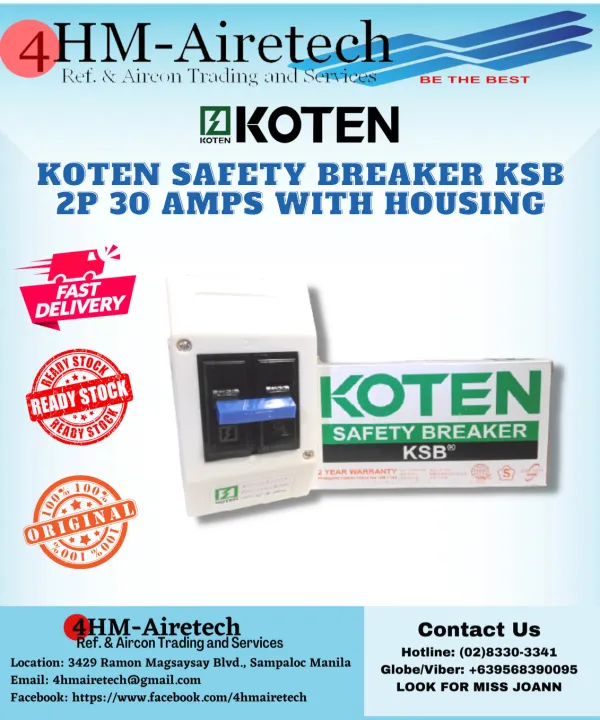 4HM KOTEN 30 Amps Safety Breaker KSB 2P 30 Amps with Housing | Lazada PH