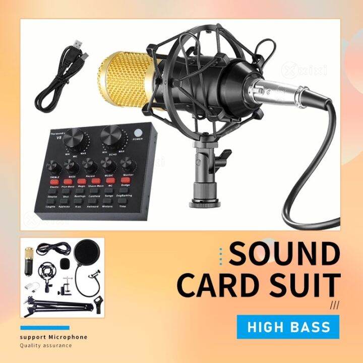 Sound Card Audio Auto Tune Karaoke Microphone Live Broadcast PC Mobile ...