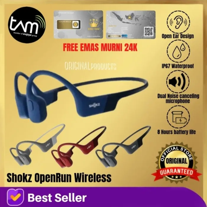 Shokz OpenRun Wireless Bone Conduction Headphone Ear Open Run TAM ori ...