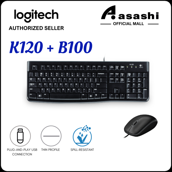 Logitech K120 Wired Keyboard for Windows, USB Plug-and-Play, Full-Size ...
