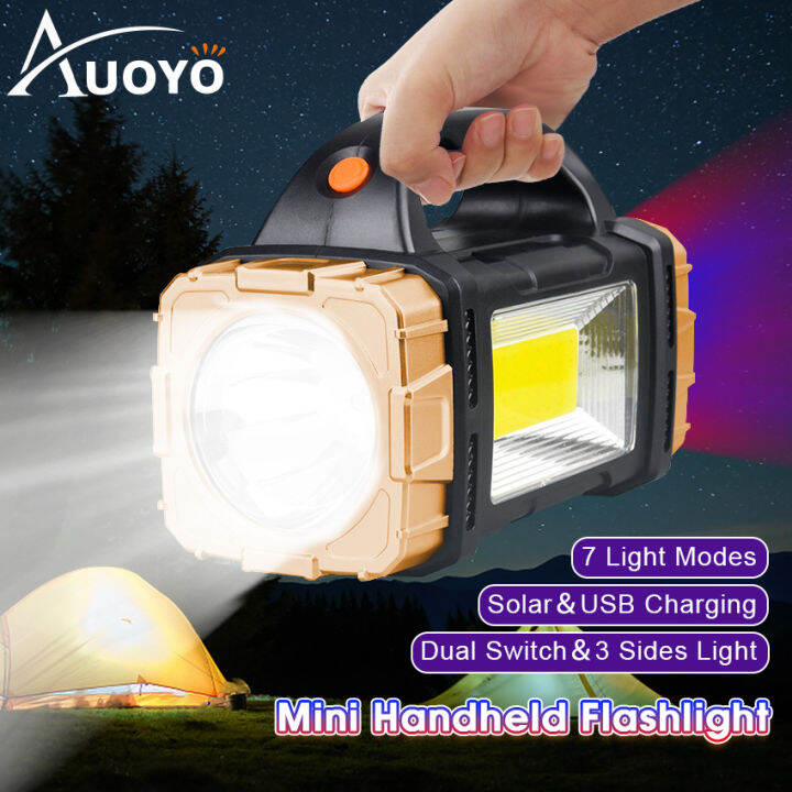 Auoyo Mini Flashlights Multifunctional Solar Outdoor Torchlight Double ...