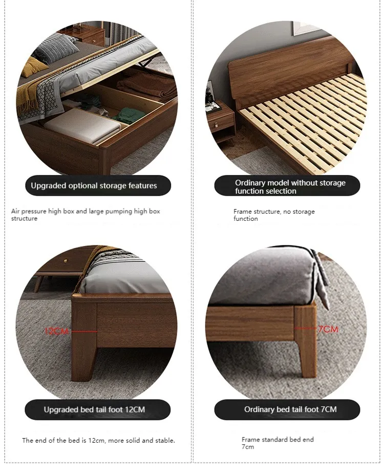 【VC Home】Solid wood bed Double bed, walnut bed. Storage space. Double ...