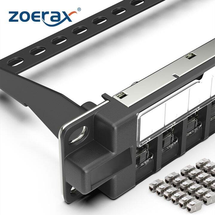 ZoeRax Rackmount or Wall Mount 1U 24 Port Keystone Patch Panel with ...