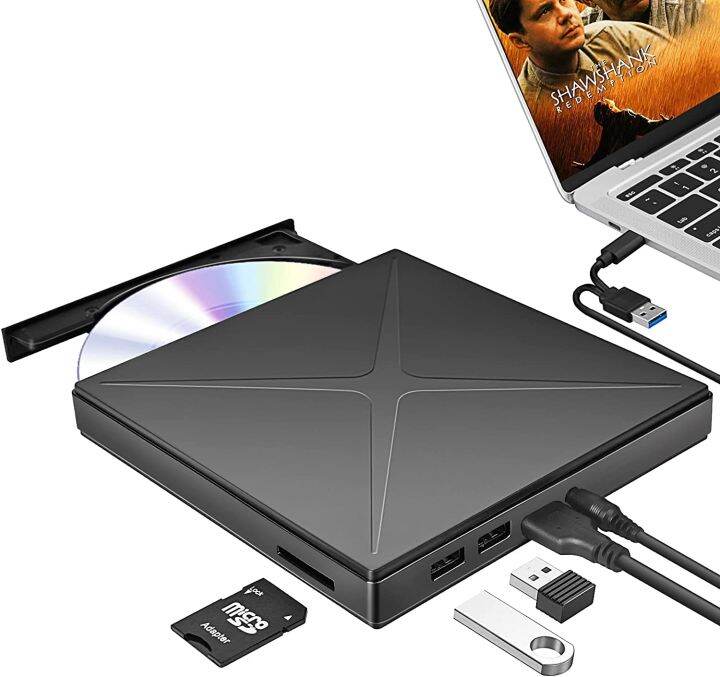 External Optical Drive USB 3.0 Portable CD DVD +/ RW Drive, DVD Player ...