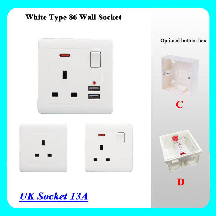 LSG UK standard type 13A Electrical socket. 86 type Receptacle 3-hole ...