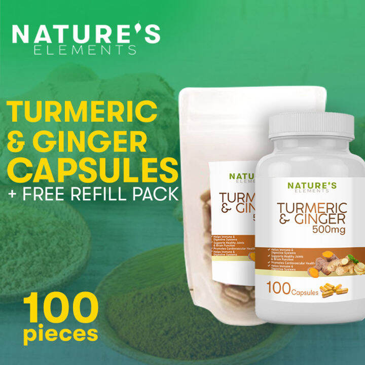 Organic Pure Natural Turmeric and Ginger Capsules (100, 60, 30 Capsules ...