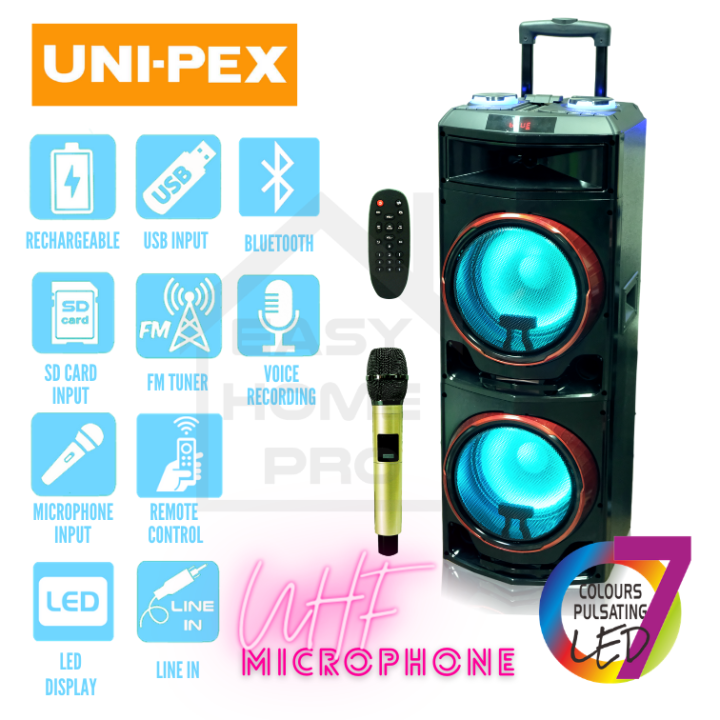 UNI-PEX UPS-P7210BT Wireless Portable Bluetooth Speaker with Karaoke ...