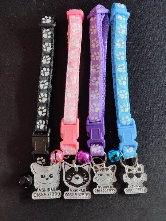 Custom Collar Cat Tags TAG NAMA KOLAR KUCING Name Mobile Nbr | Lazada