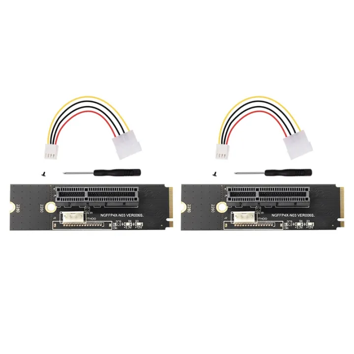 2Pcs NGFF M.2 to PCI-E 4X Riser Card M2 Key M to PCIe X4 with LED ...