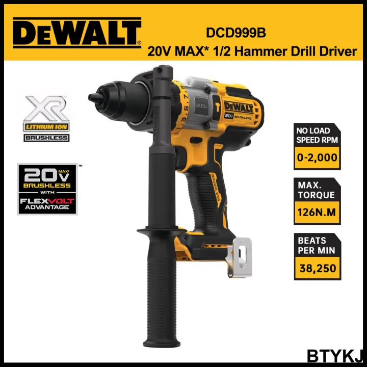 DEWALT DCD999 20V MAX * 1/2 In Brushless สว่าน/ไดร์เวอร์ไร้สายพร้อม FLEXVOLT ADVANTAGE ...