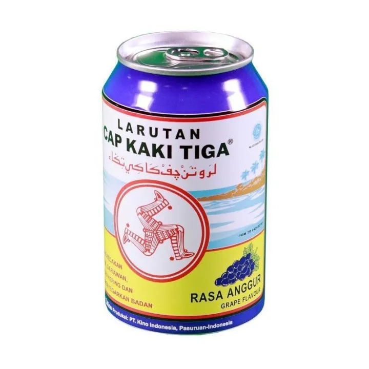 LARUTAN CAP KAKI TIGA RASA ANGGUR GRAPE FLAVOUR CAN 320ML | Lazada ...