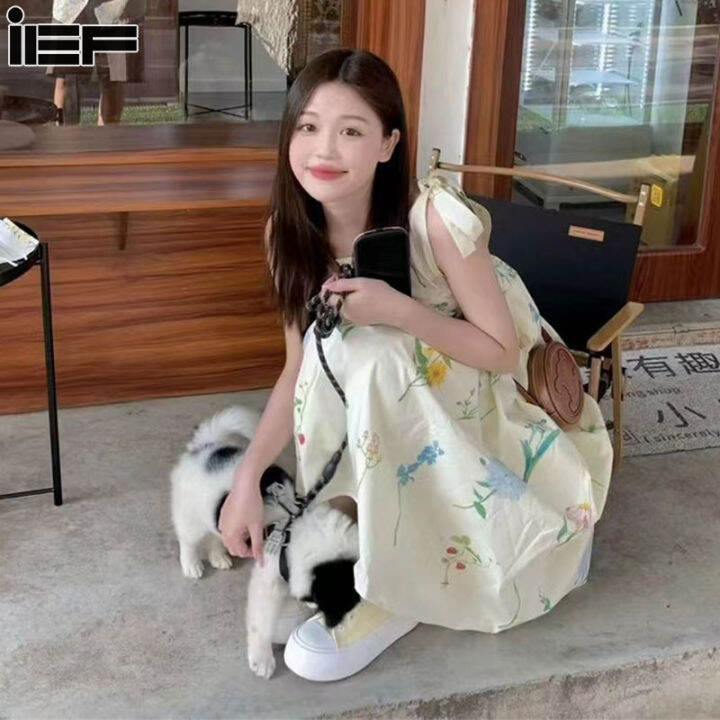 IEF 2023ใหม่ชุดสายเอี๊ยมพิมพ์ลายเกาหลีกระโปรงยาวปานกลางหวาน | Lazada.co.th