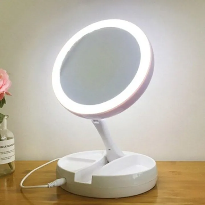 Foldable Led Light Makeup Mirror Storage Tray LED Face Mirror ...