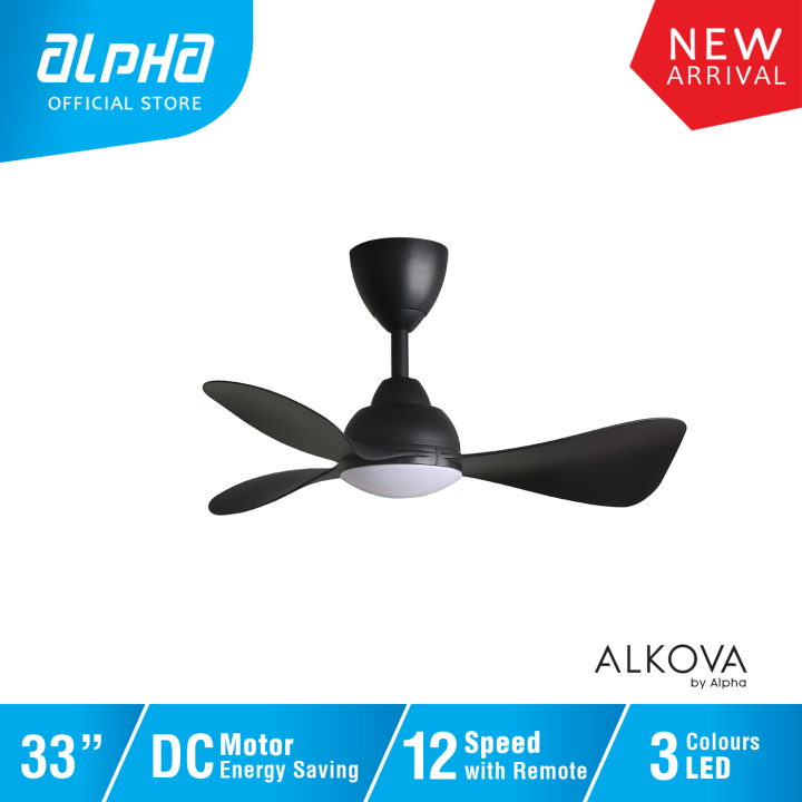 ALPHA Alkova - Mili LED 3B 33 Inch DC Motor Ceiling Fan with 3 Blades (12 Speed Remote) | Lazada