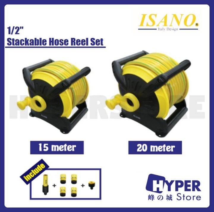 ISANO | ViP 15m & 20m Garden Hose Reel Set | Free Standing & Wall ...