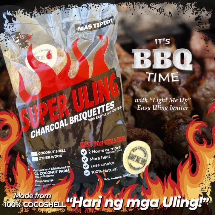 SUPER ULING Charcoal Briquettes Pure Cocoshell Smokeless for Grills BBQ ...