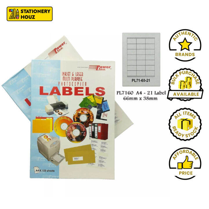 Stationery Houz A4 16 Label / 21 Label Adhesive Sticker - 100's PL7160 ...
