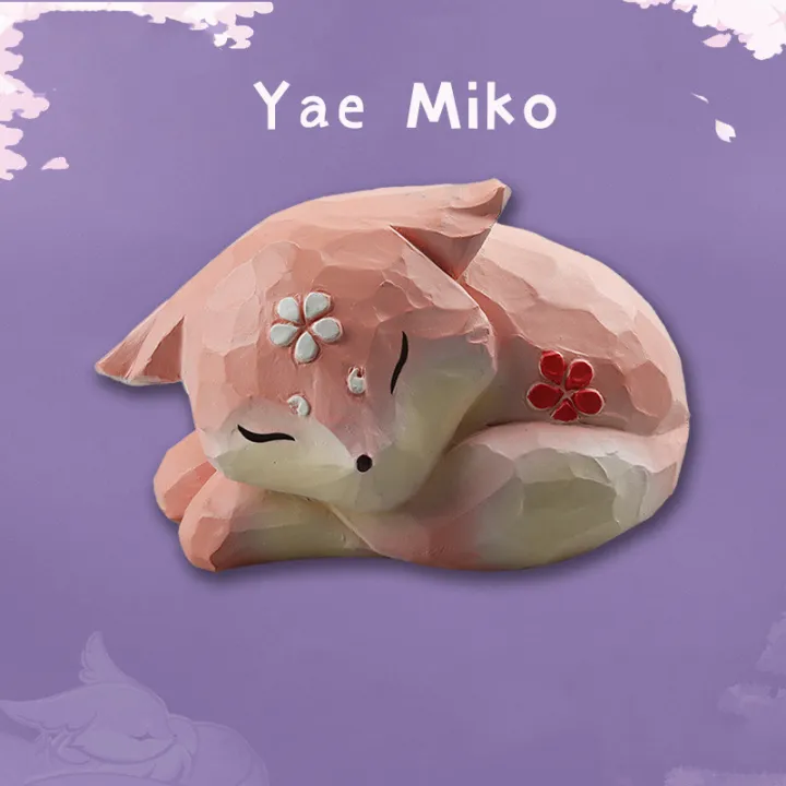 Genshin Impact Yae Miko Fox Wood Carving Resin Ornament Desktop ...