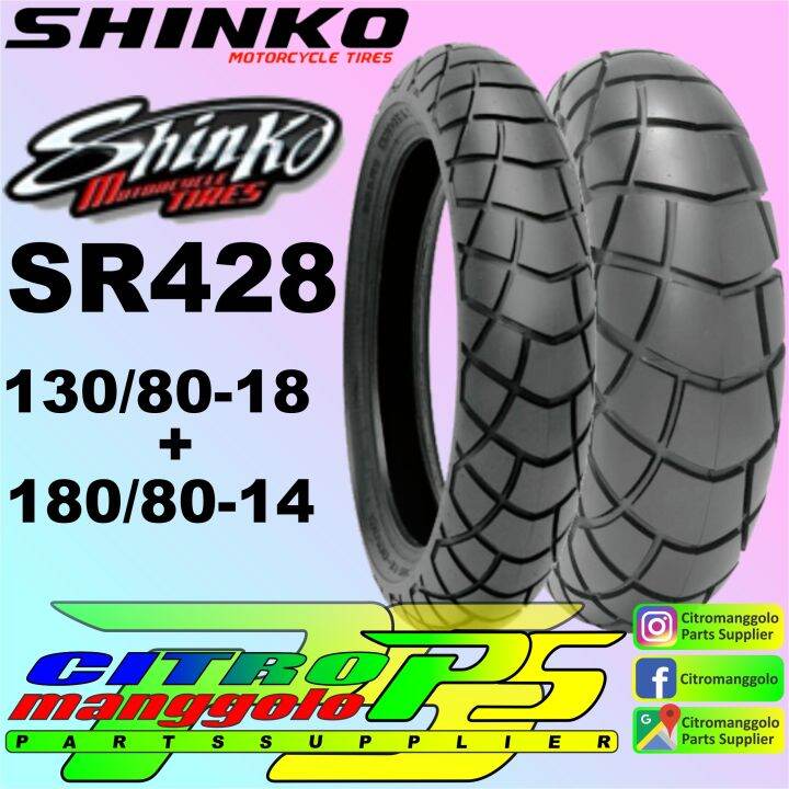 Ban Shinko SR428 130/80-18 plus 180/80-14 Paketan Depan & Belakang Street Cruiser Scrambler ...