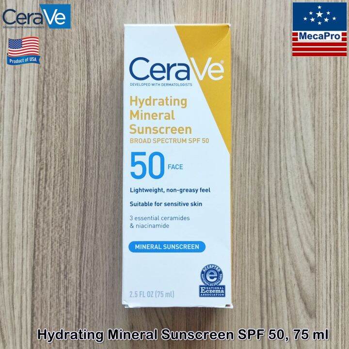 CeraVe® Hydrating Mineral Sunscreen SPF 50 Face 75 ml เซราวี ครีมกันแดด ...