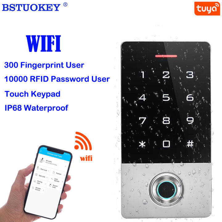 WIFI Tuya App Smart Door Lock Backlight Metal Touch Keypad Fingerprint 125Khz RFID Card Access ...