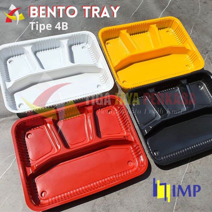 Bento Tray 4B / Bento Tray 4 Sekat / Mika Box Bento / Kotak Makan 25Pcs ...