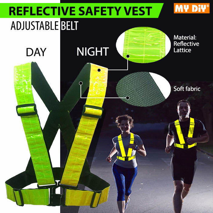 MYDIYHOMEDEPOT - ADJUSTABLE REFLECTIVE SAFETY BELT VEST FLUORESCENT ...