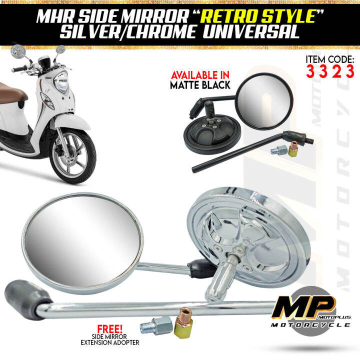 MHR SIDE MIRROR 3323 "RETRO STYLE"CHROME/SILVER UNIVERSAL- MOTOPLUS ...