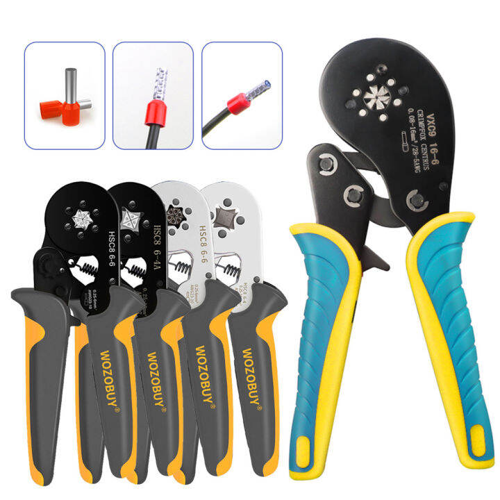 HSC8 6-46-6 Serrated Self-Adjusting Ratchet Ferrule Crimping Tool Kit ...
