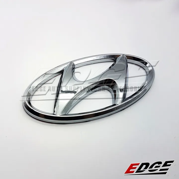 Emblem - HYUNDAI Logo - Chrome // adhesive ready sticker name plate ...