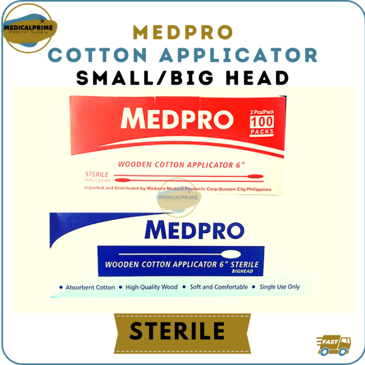 MEDIPRIME Medpro Sterile Wooden Cotton Applicator Small and Big Head ...