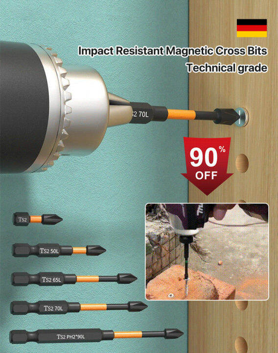 carmar Black Cyclone Impact Resistant Magnetic Cross Bits Set of 5 ...