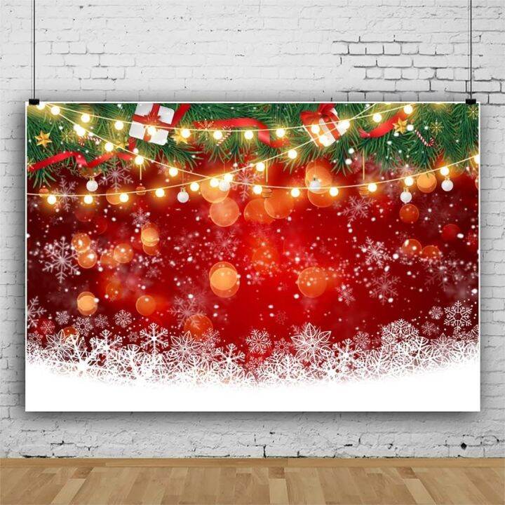 Snowflake Christmas Photography Backdrop Twinkle Lights Red Bokeh ...