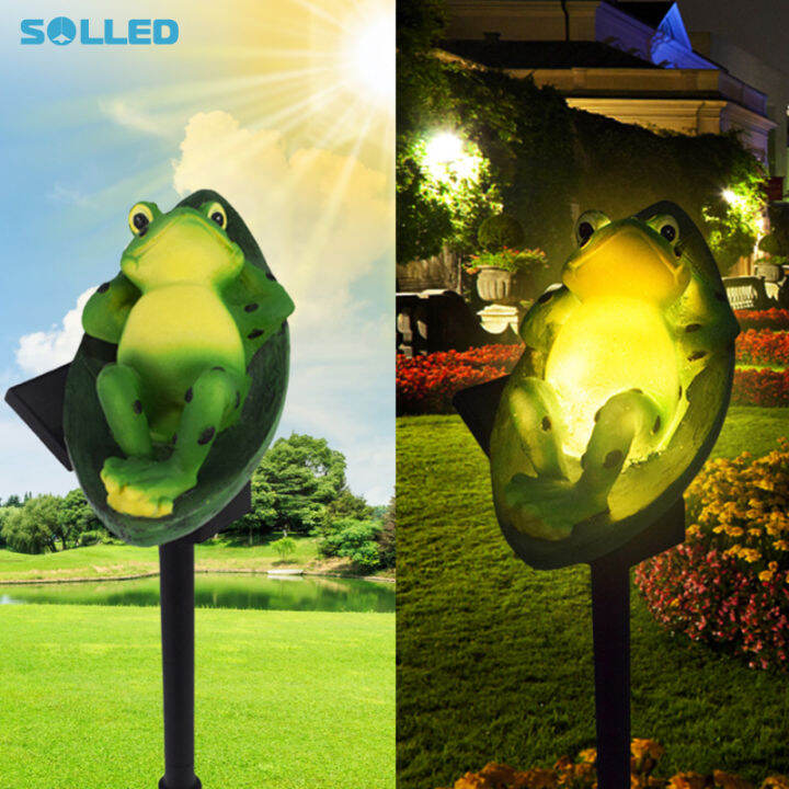 SOLLED พลังงานแสงอาทิตย์กบรูปปั้นไฟกลางแจ้งกันน้ำตกแต่งเดิมพันโคมไฟ ...