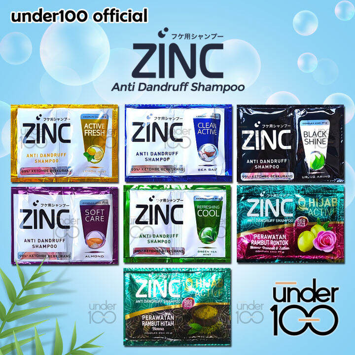 Under100 Zinc Shampoo Sachet 1 renceng isi 12 Sachet / 24 Pcs 10ml ...