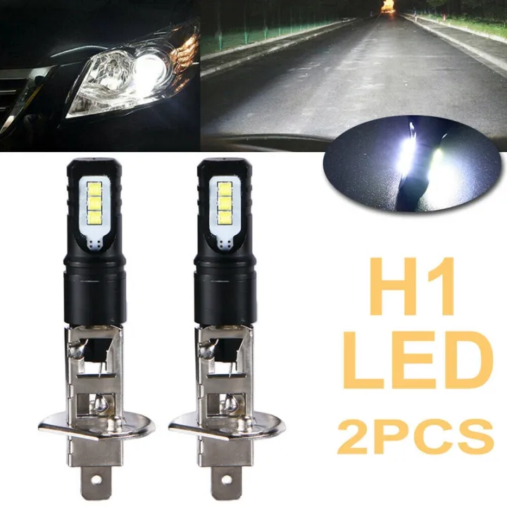 2X H1 6000K Super Bright White 6000LM DRL LED Headlight Bulb Kit High ...