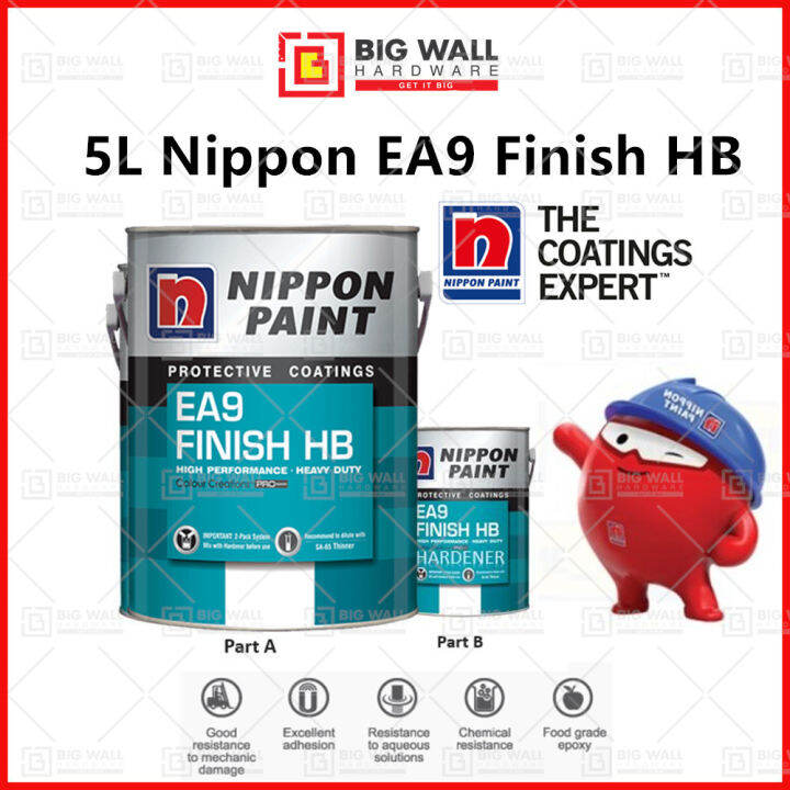 5L Nippon Paint EA9 Finish HB High Performance Heavy Duty Floor Paint ...