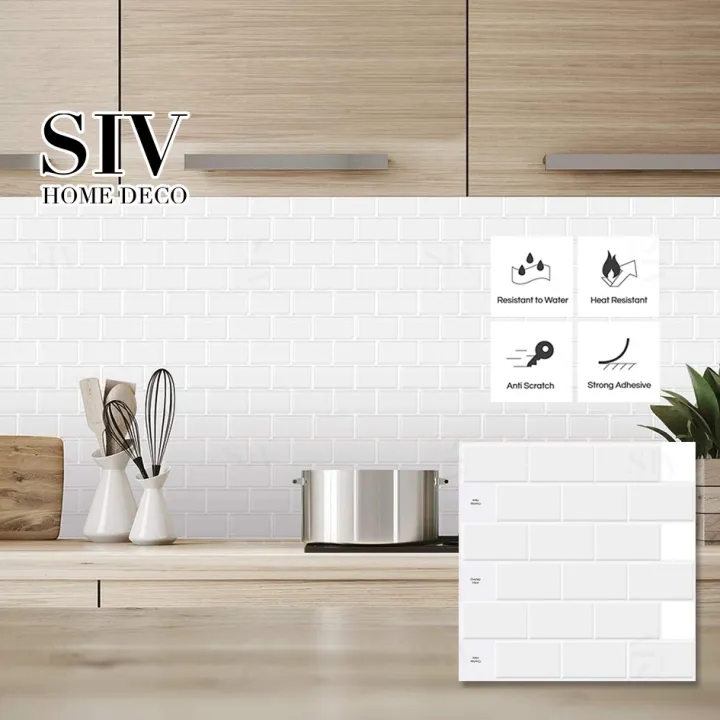 ♨SIV Kitchen Wallpaper 3D Backsplash Subway Tiles Sticker Bathroom ...