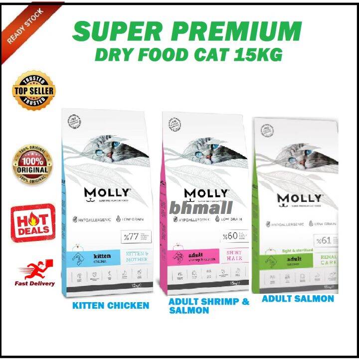 Ready Stock Molly Dry Food Cat(KITTEN & MOTHER/ADULT SALMON/ADULT ...