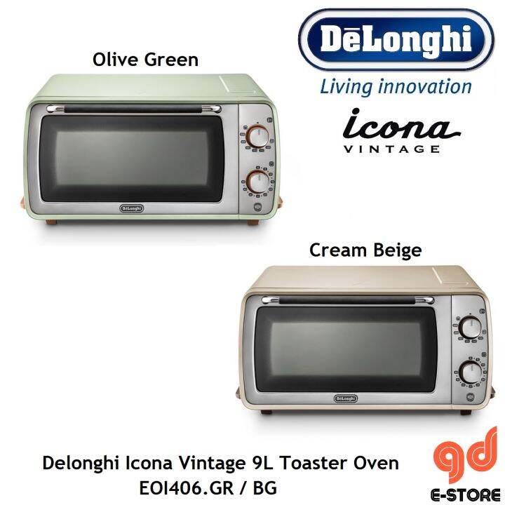 Delonghi Icona Vintage 9L Electric Oven Toaster EOI406 Olive Green ...